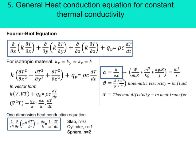 Thermodynamics, heat transfer, conduction equation | PDF