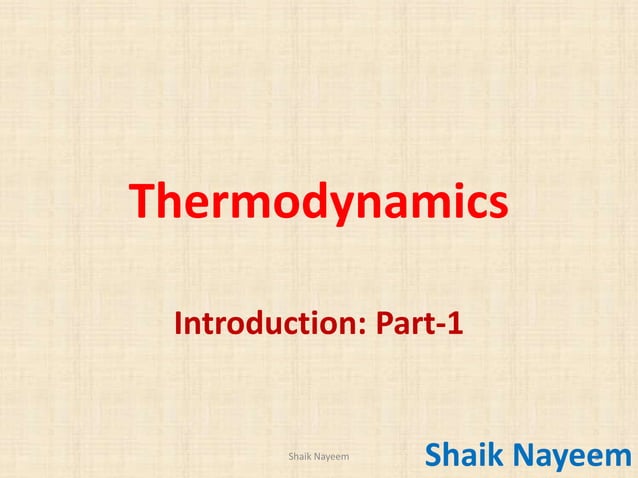 Thermodynamics introduction part 1 | PPTX