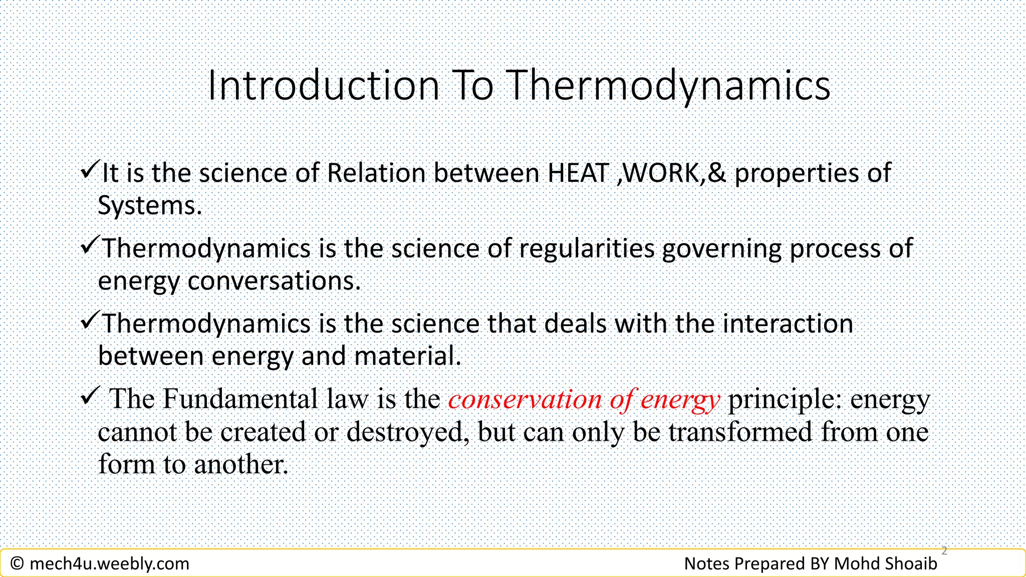 Thermodynamics Lectures Notes 1 | PPTX