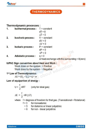 Thermodynamics - Chemistry Revision Notes | PDF