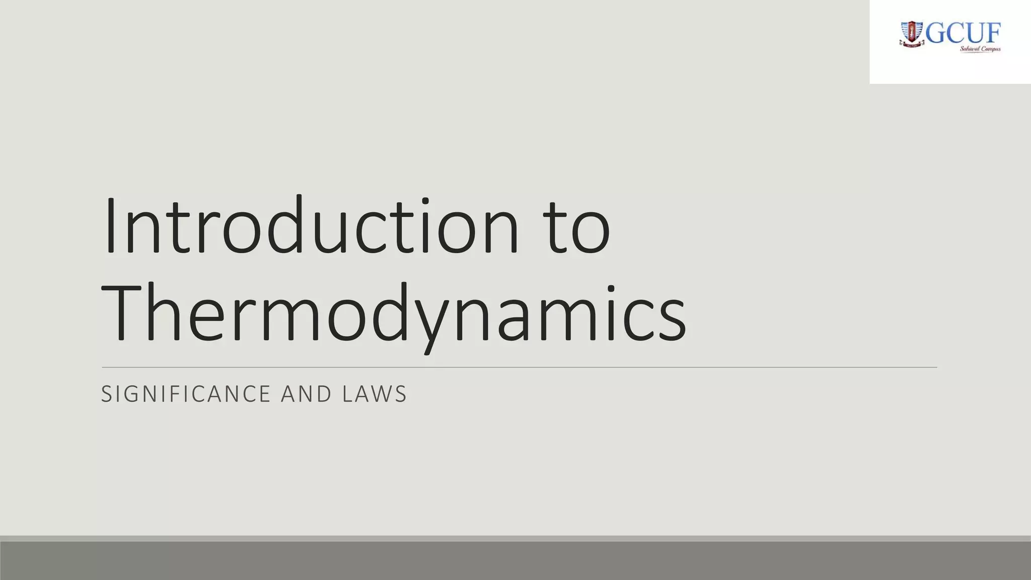 Introduction to thermodynamics | PPT