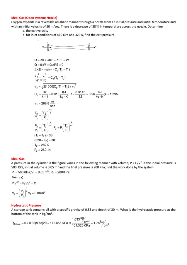 Thermodynamics problems