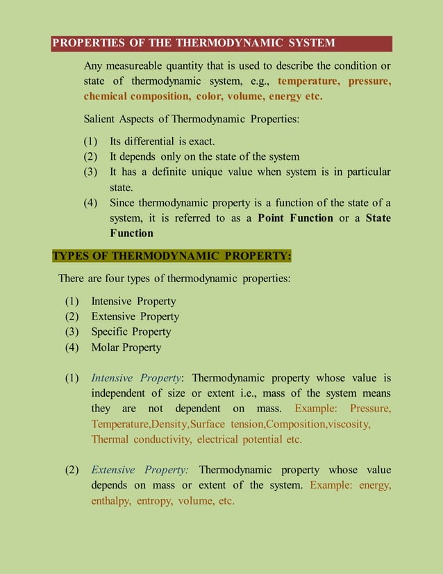 Thermodynamic systems and properties | DOCX