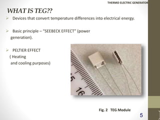 Thermoelectric generation using waste heat | PPTX