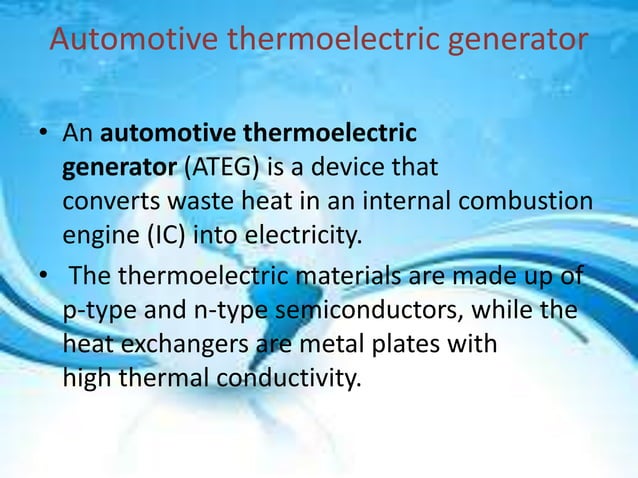 Thermoelectric power generator | PPTX