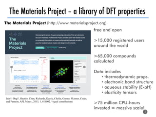 Application of the Materials Project database and data mining towards ...