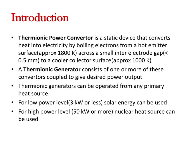 Thermoelectric and Thermionic Generators | PPTX