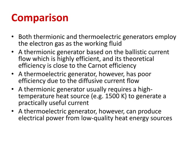 Thermoelectric and Thermionic Generators | PPTX