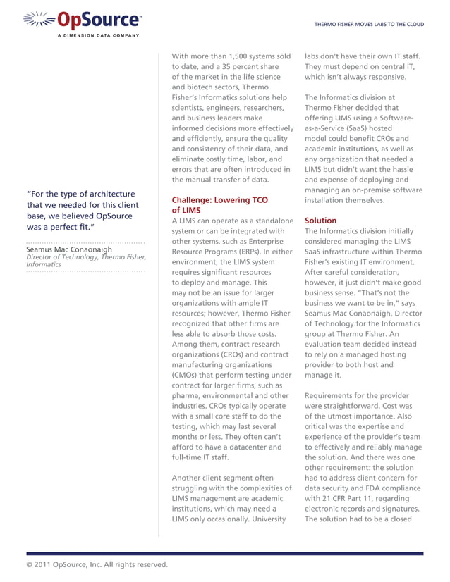 Case Study: Thermo fisher | PDF