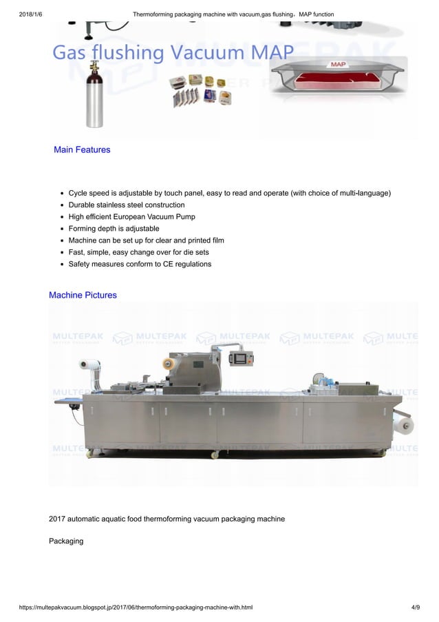 Thermoforming vacuum packaging machine with vacuum,gas flushing，map ...