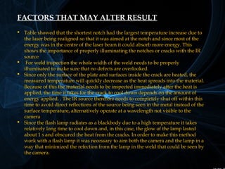 SURFACE CRACK DETECTION IN WELDS USING THERMOGRAPHY | PPT