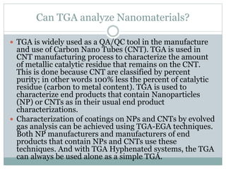 Thermogravimetric analysis for the characterization of nanomaterials ...