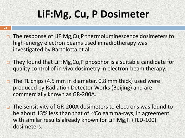 Thermoluminescent dosimetry (tld) | PPTX | Chemistry | Science