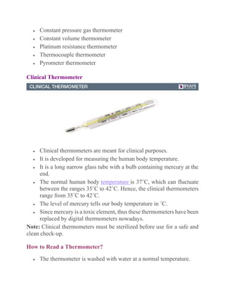 THERMOREGULATION & TYPES OF THERMOMETER FOR BIOTECHNOLOGY SEM-I | PDF