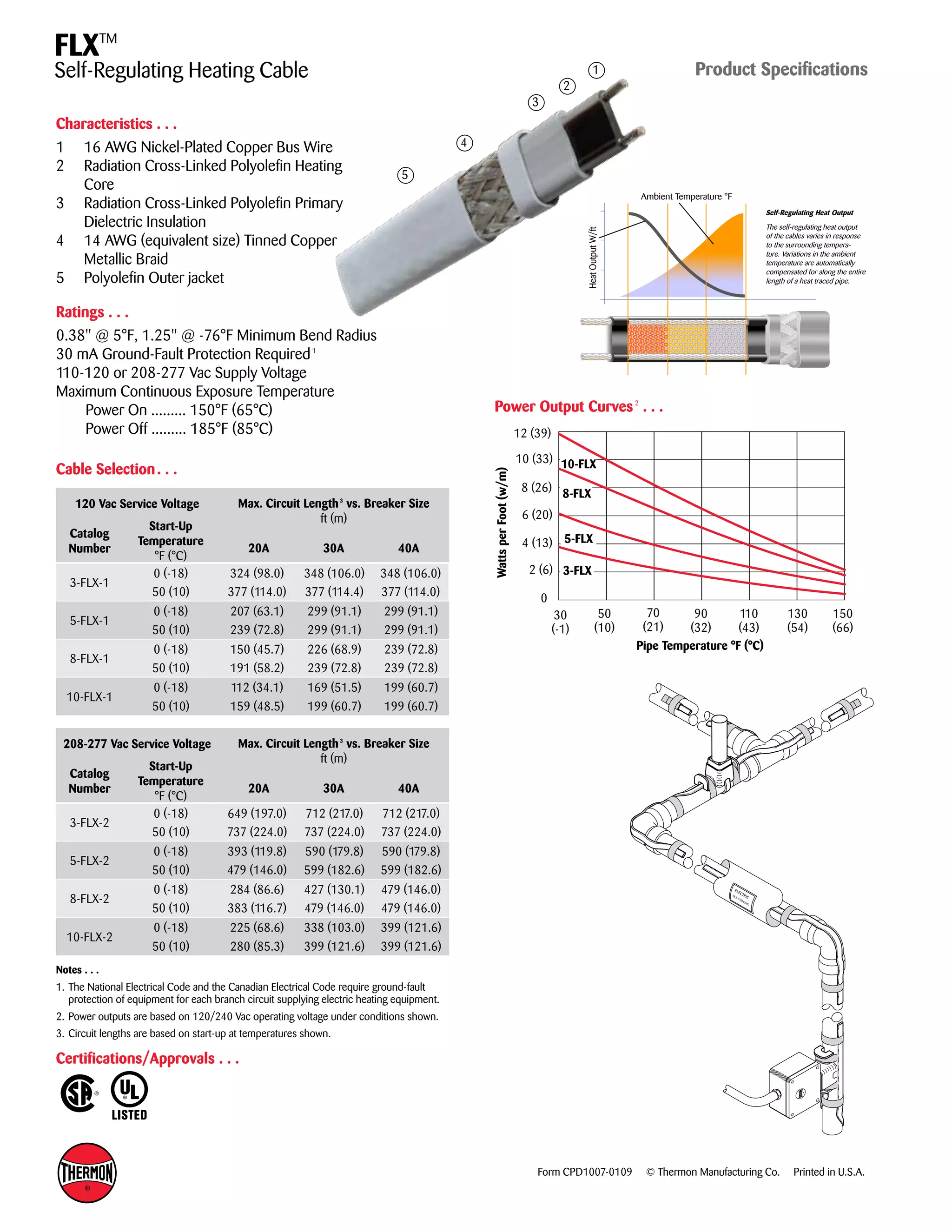 Thermon 10-FLX-2 Heat Tracing Cable - Spec Sheet | PDF
