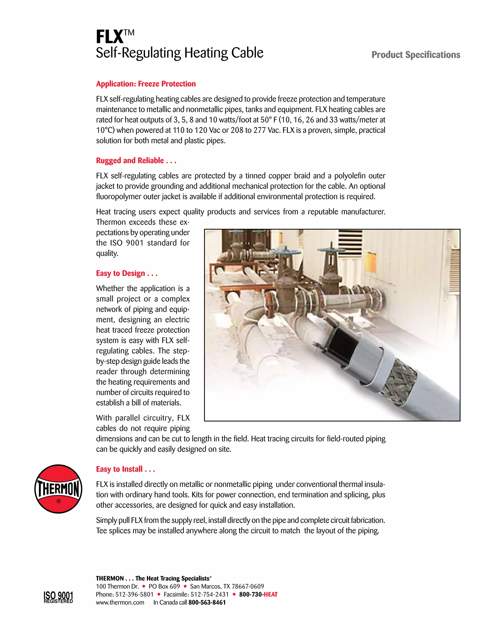 Thermon 8-FLX-2 Heat Tracing Cable - Spec Sheet | PDF