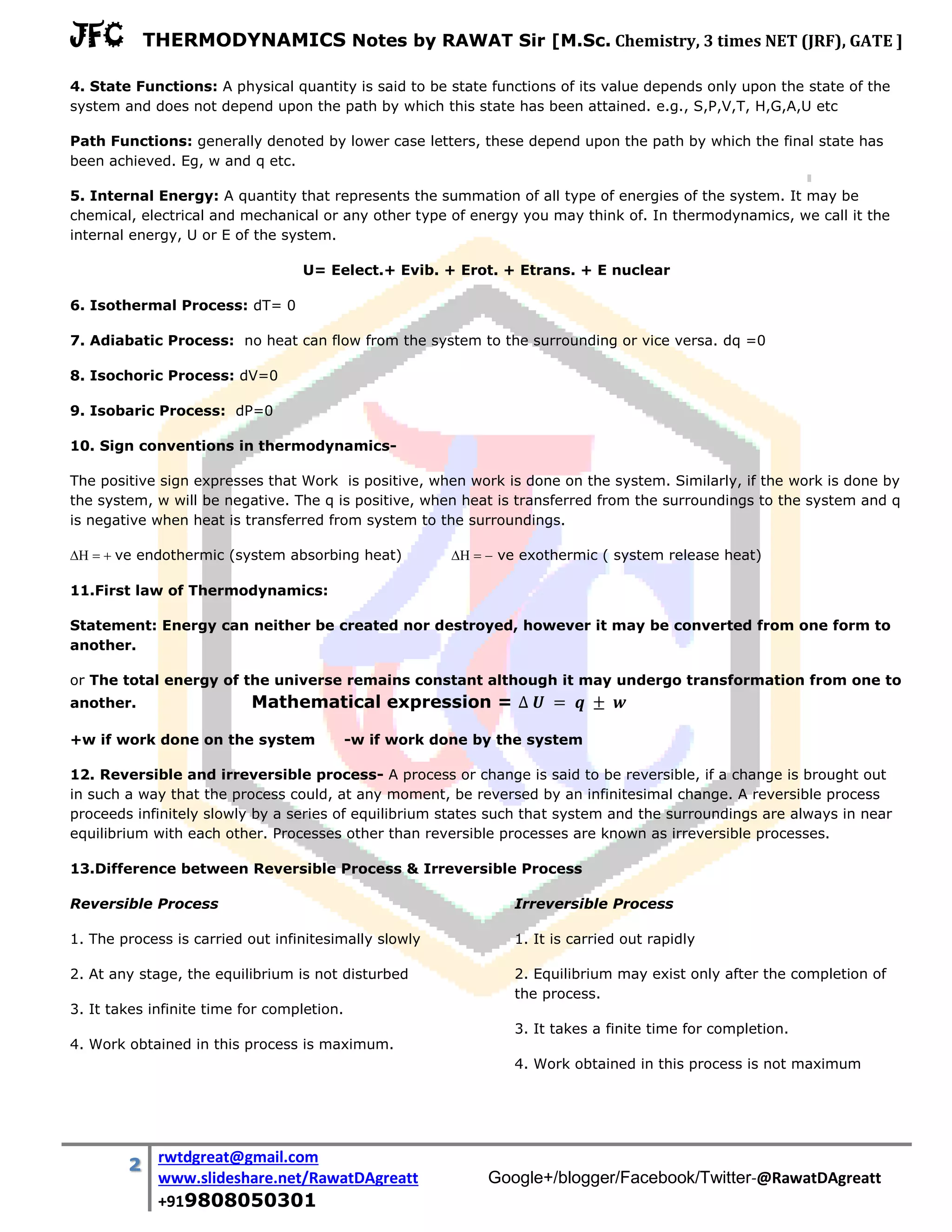 Thermo notes by jfc class 11 | PDF
