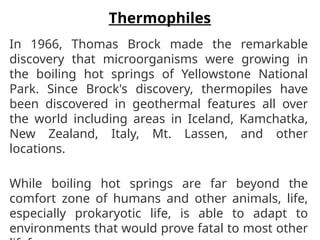 Extremophiles-Thermophiles, Barophiles, Halophiles | PPTX