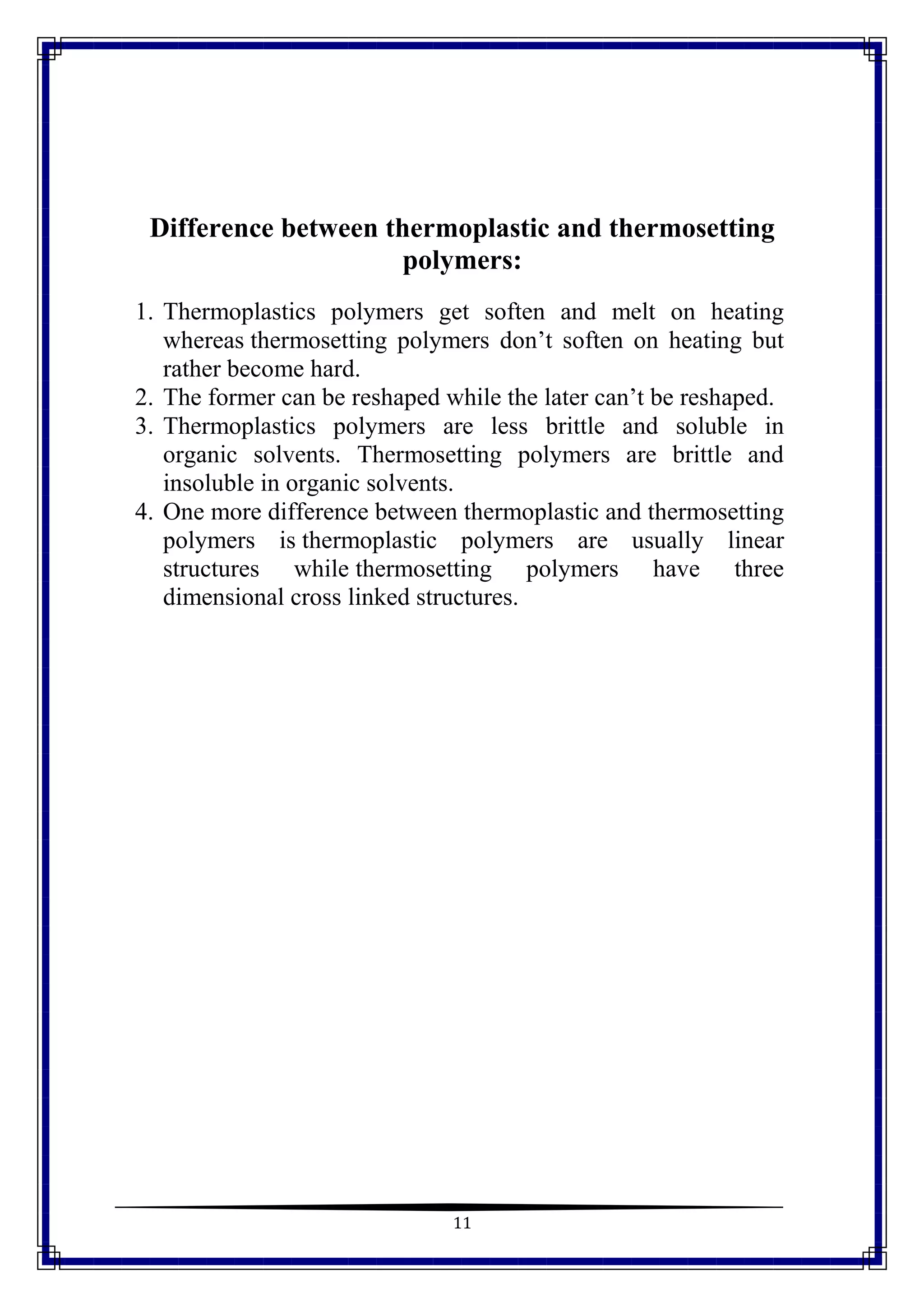 Thermoplastic and thermosetting polymers | PDF