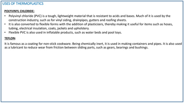 Thermoplastics and thermosetting plastics | PPTX | Chemistry | Science