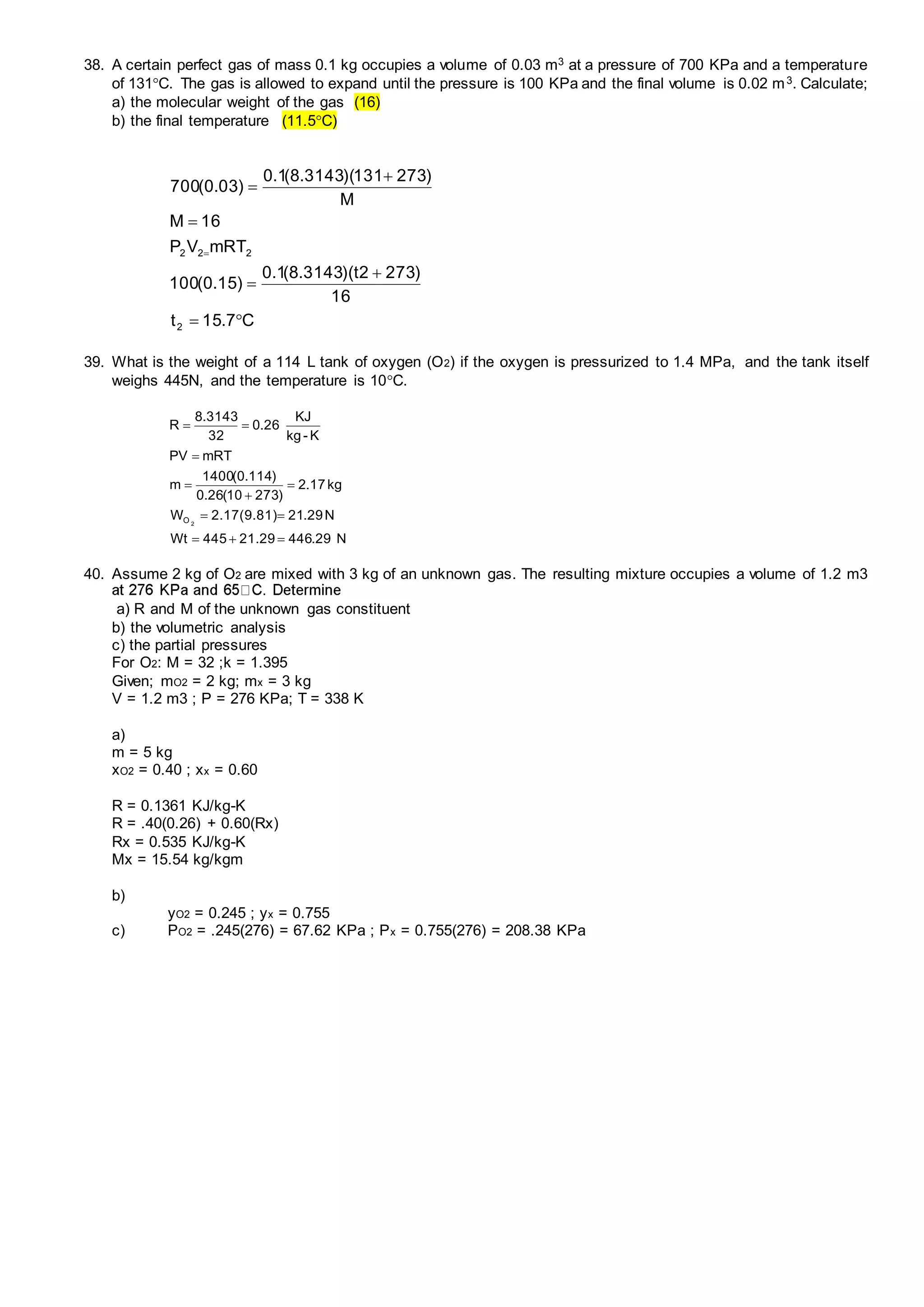 Thermo problem set no. 1 | DOCX