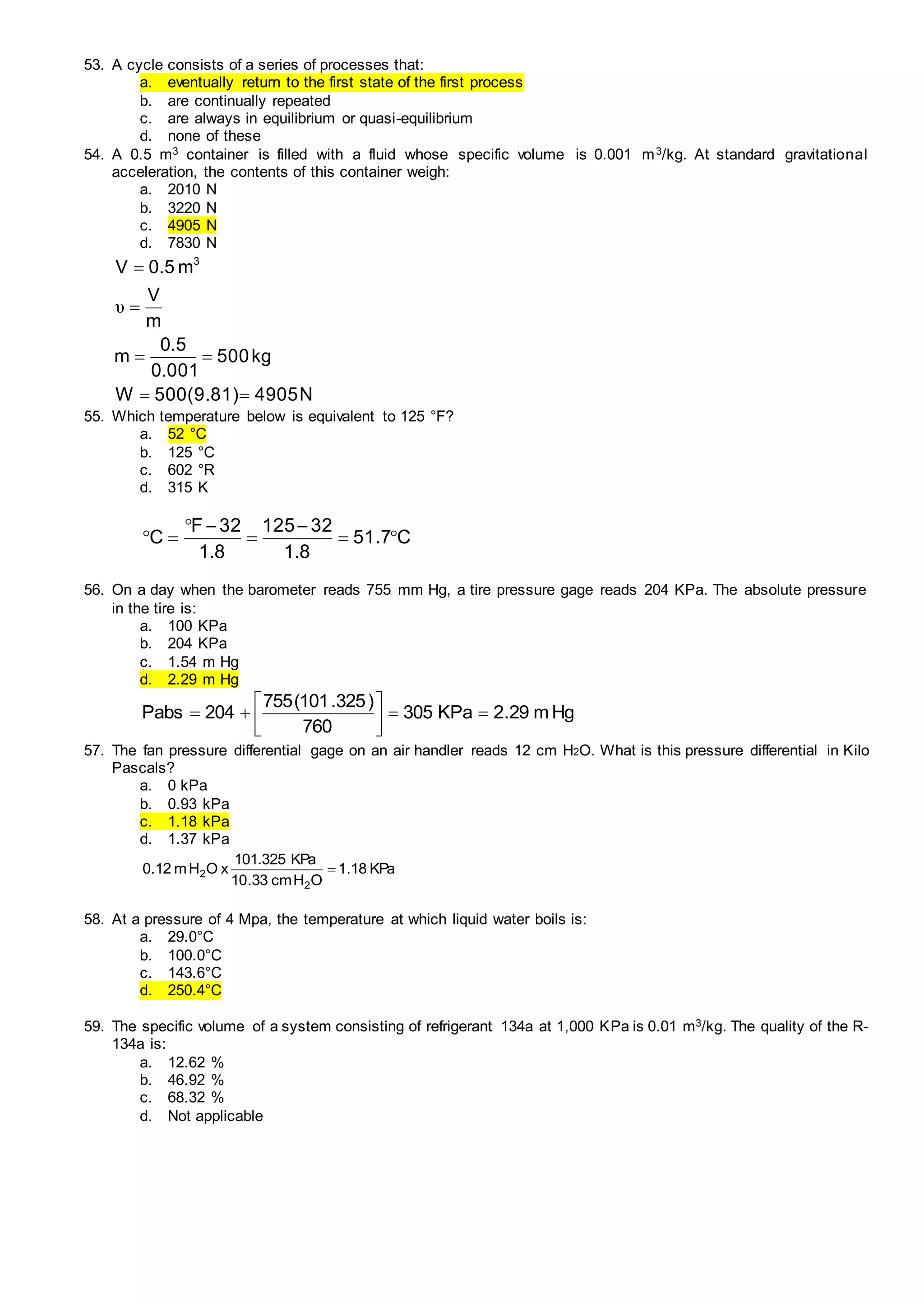 Thermo problem set no. 1 | DOCX