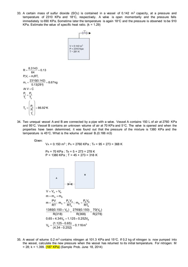 Thermo problem set no. 1 | DOCX | Physics | Science