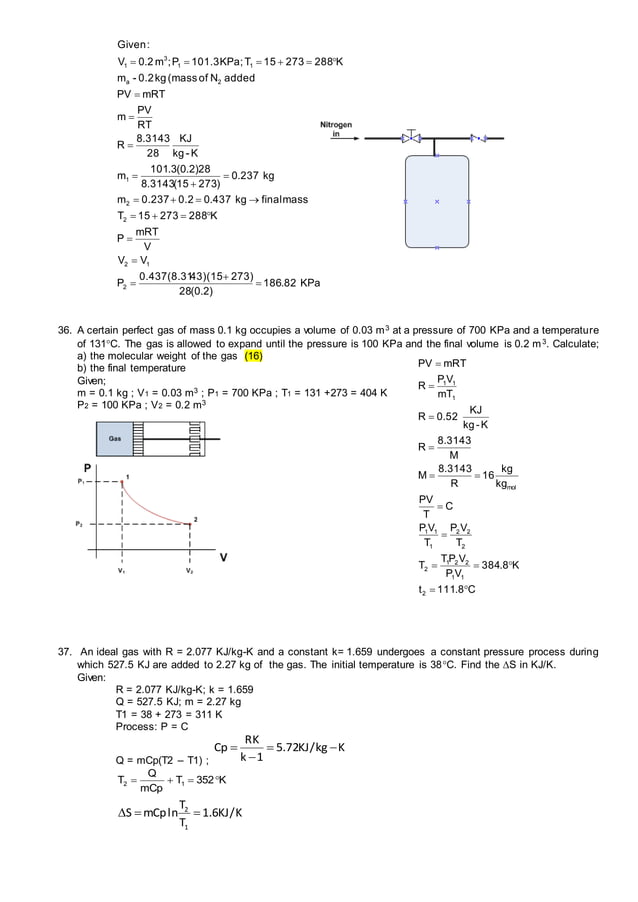 Thermo problem set no. 1 | DOCX | Physics | Science