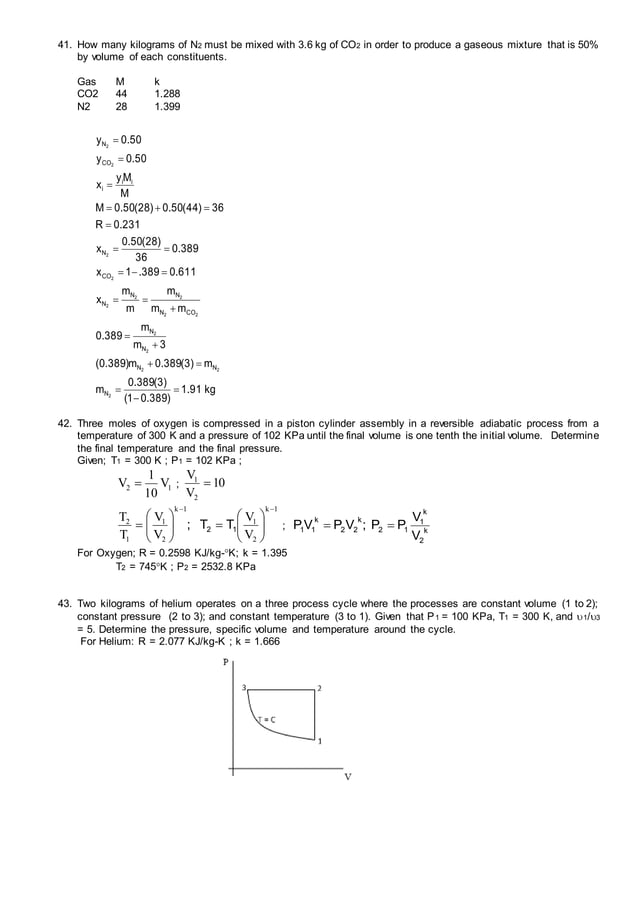 Thermo problem set no. 1 | DOCX | Physics | Science
