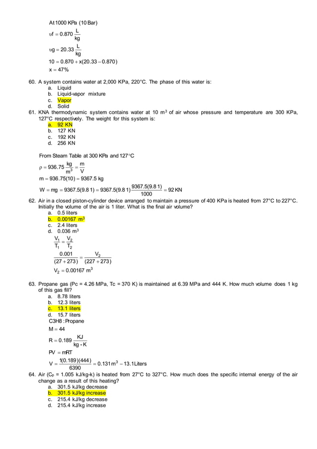 Thermo problem set no. 1 | DOCX | Physics | Science
