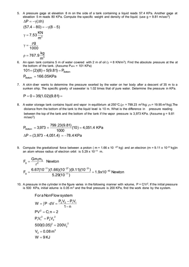 Thermo problem set no. 1 | DOCX | Physics | Science