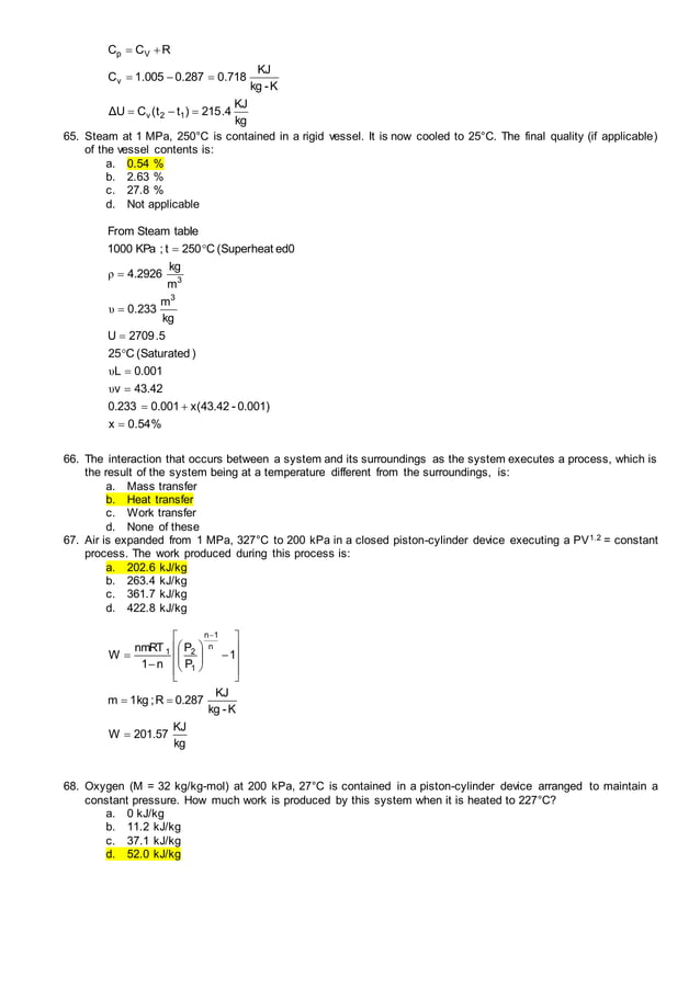 Thermo problem set no. 1 | DOCX | Physics | Science