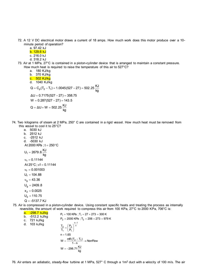 Thermo problem set no. 1 | DOCX | Physics | Science
