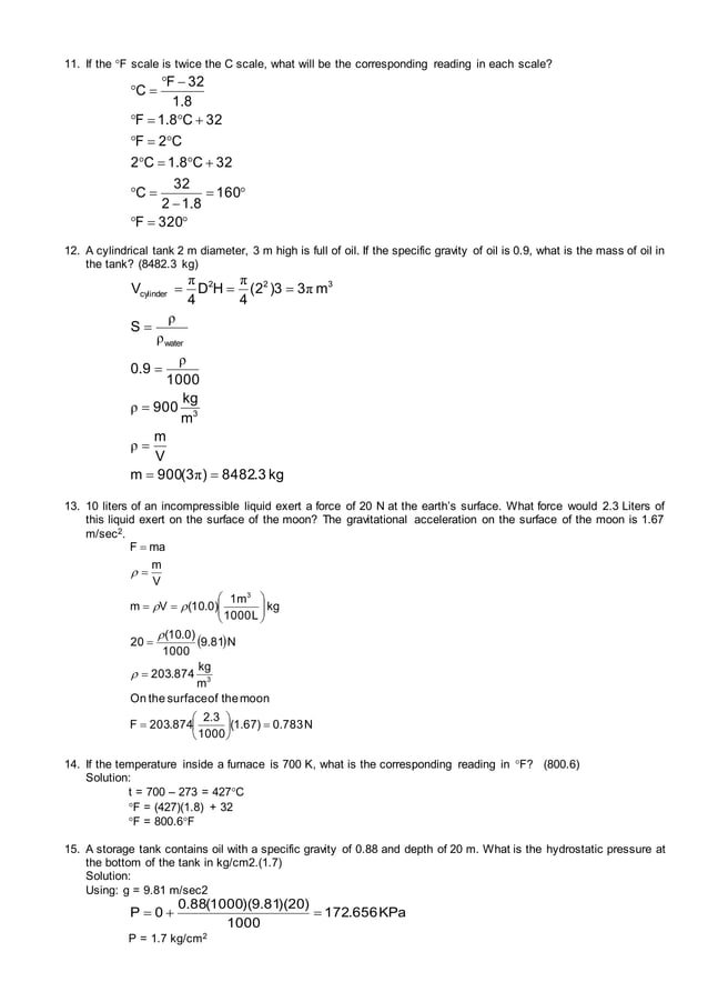 Thermo problem set no. 1 | DOCX | Physics | Science