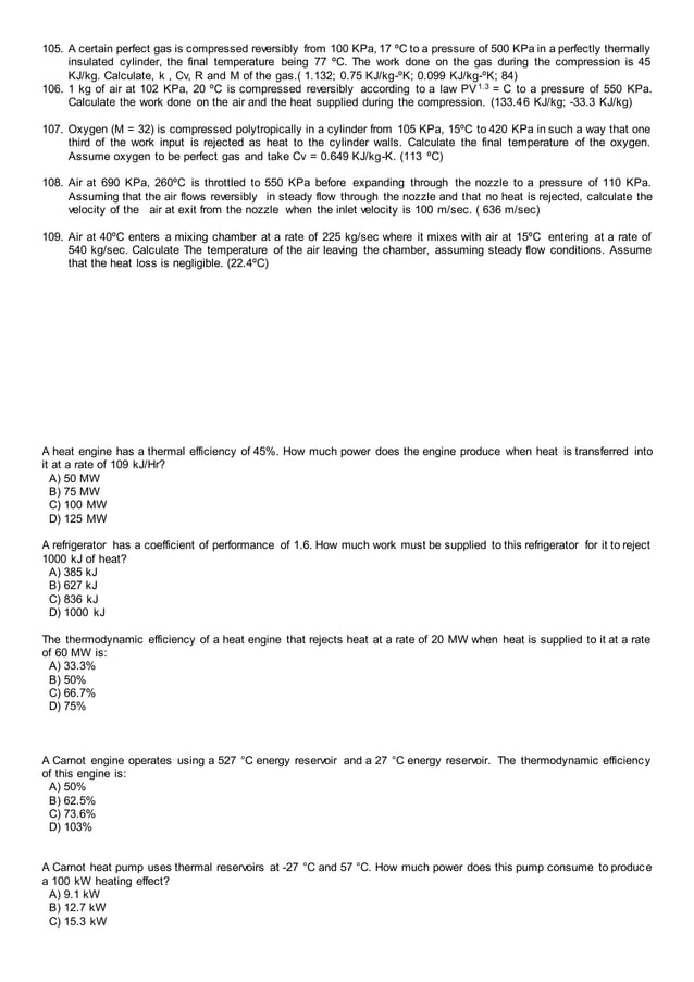 Thermo problem set no. 1 | DOCX | Physics | Science