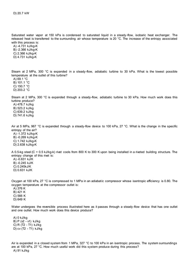 Thermo problem set no. 1 | DOCX | Physics | Science