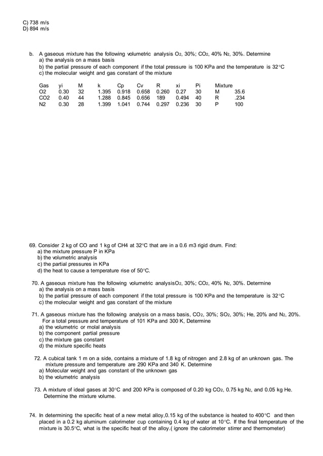 Thermo problem set no. 1 | DOCX | Physics | Science