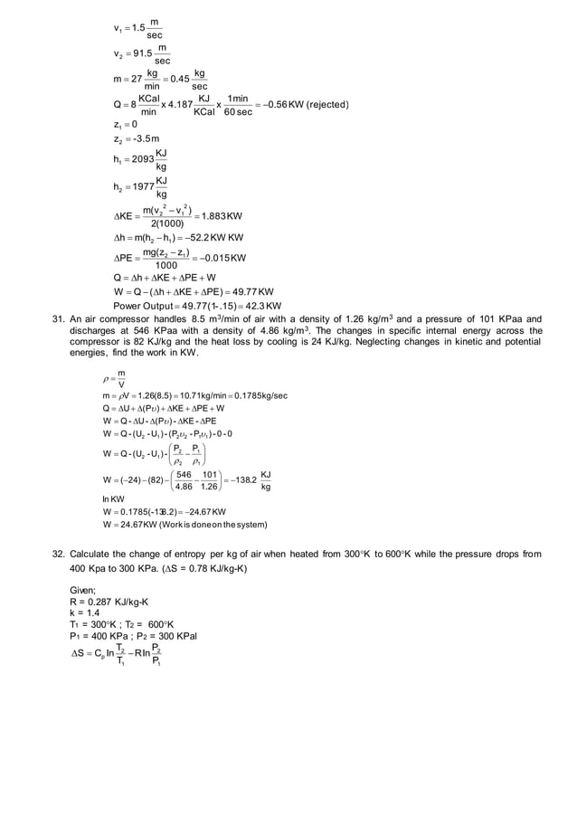 Thermo problem set no. 1 | DOCX | Physics | Science