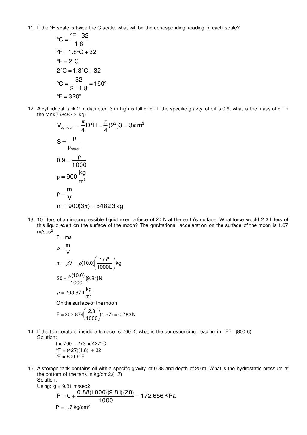 Thermo problem set no. 1