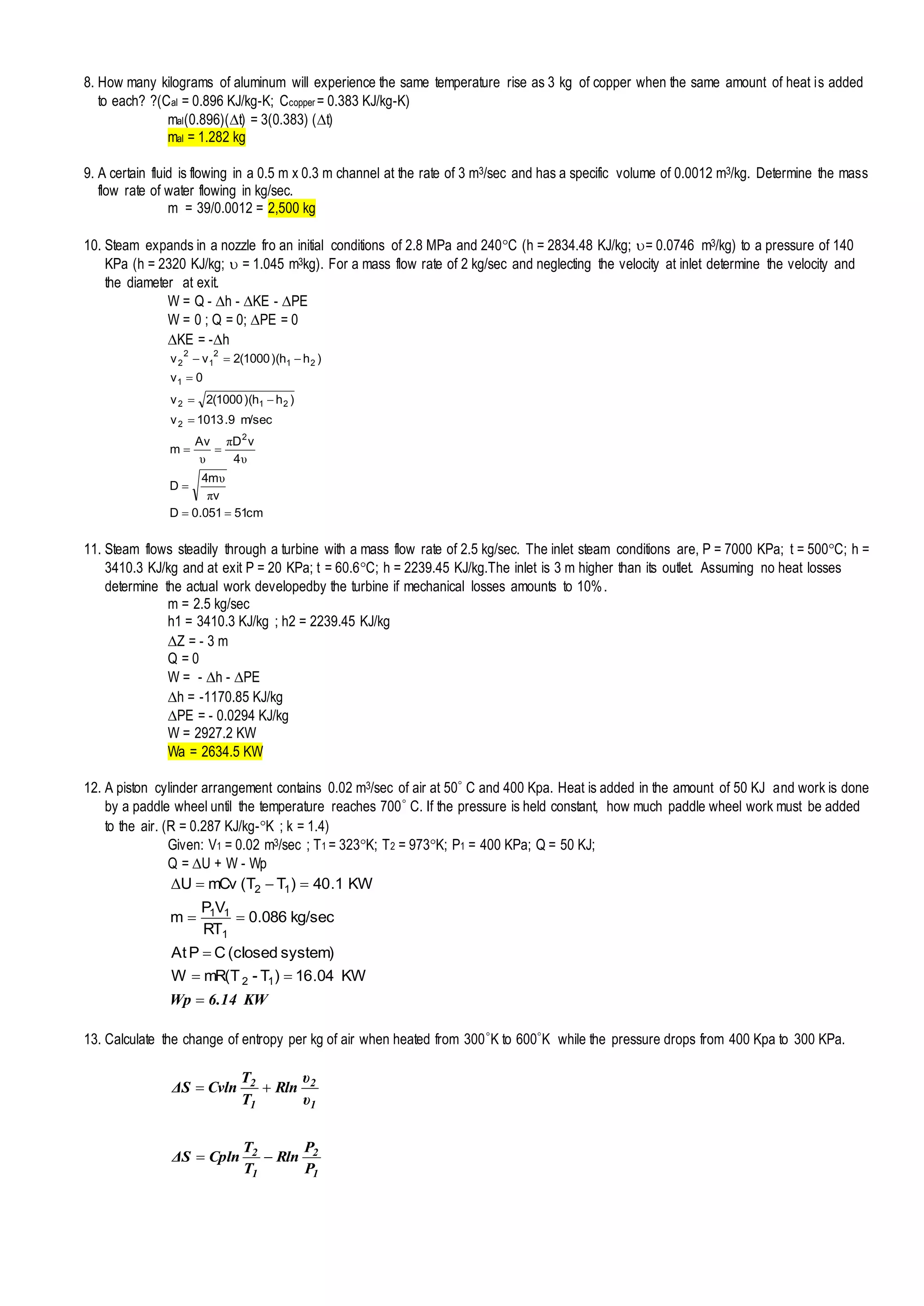 Thermo problem set no. 2 | DOCX