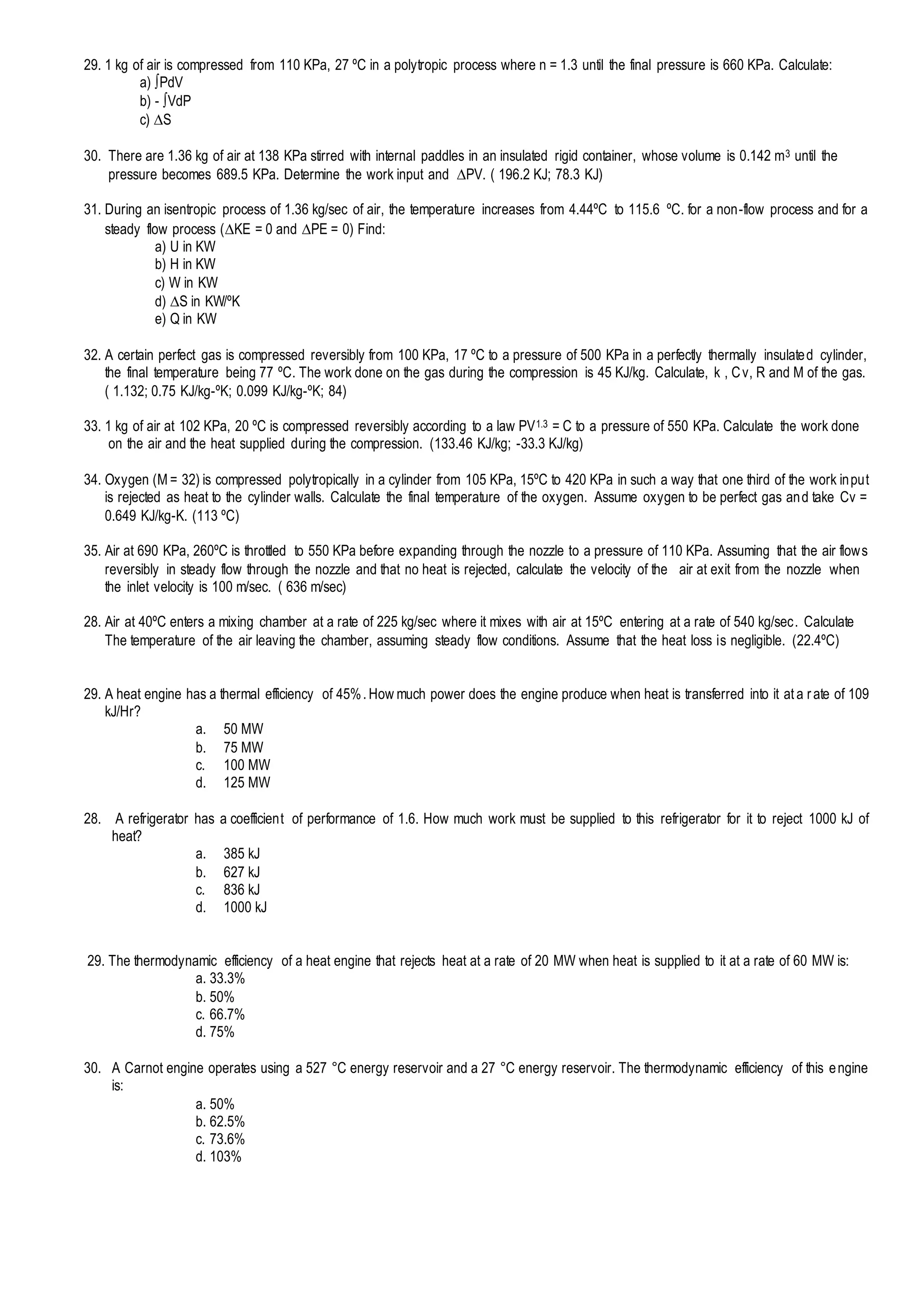 Thermo problem set no. 2 | DOCX
