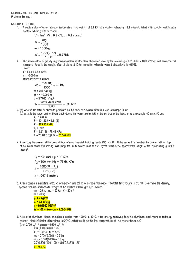 Thermo problem set no. 2 | DOCX