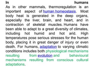 Thermoregulation and how different animals regulate their body ...