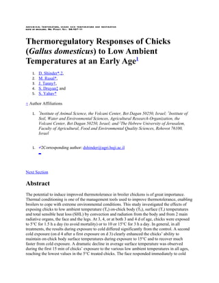 Thermoregulation responses of broiler chickens to humidity | DOC