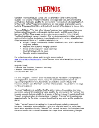 Thermos Back to School Media News Release | PDF