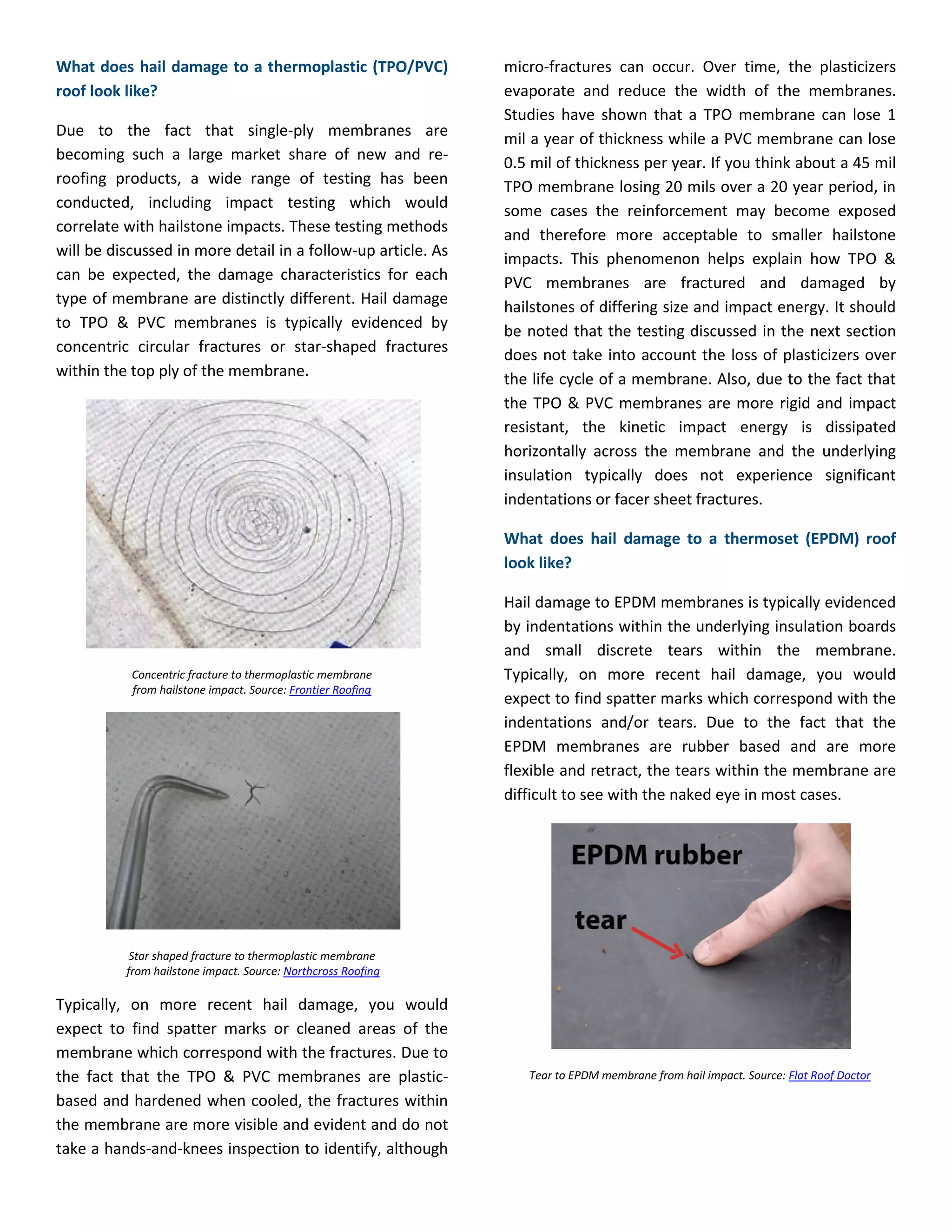 PLRB - Hail Damage to Thermoset and Thermoplastic Roofing Membranes | PDF
