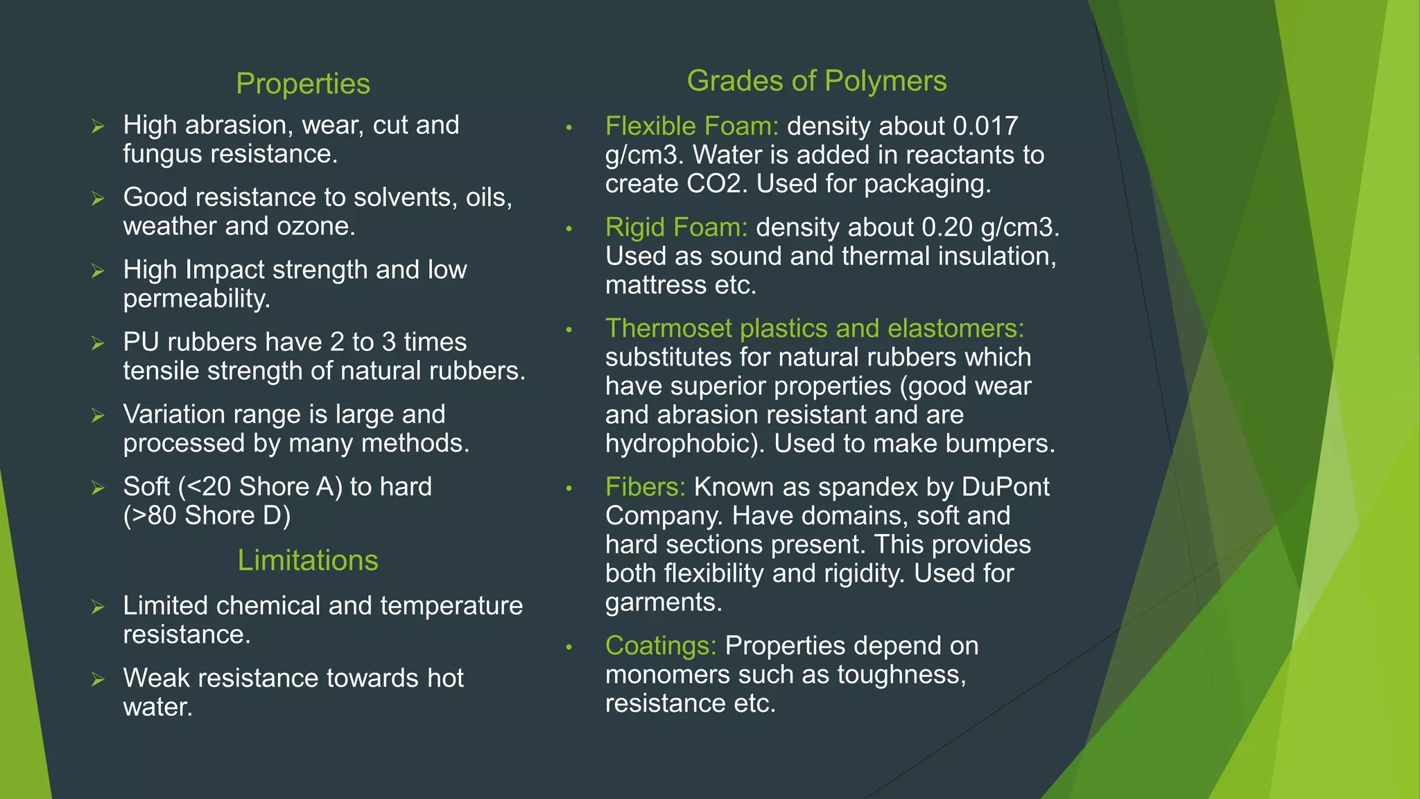 Thermosetting polyurethane including foam grades | PPTX