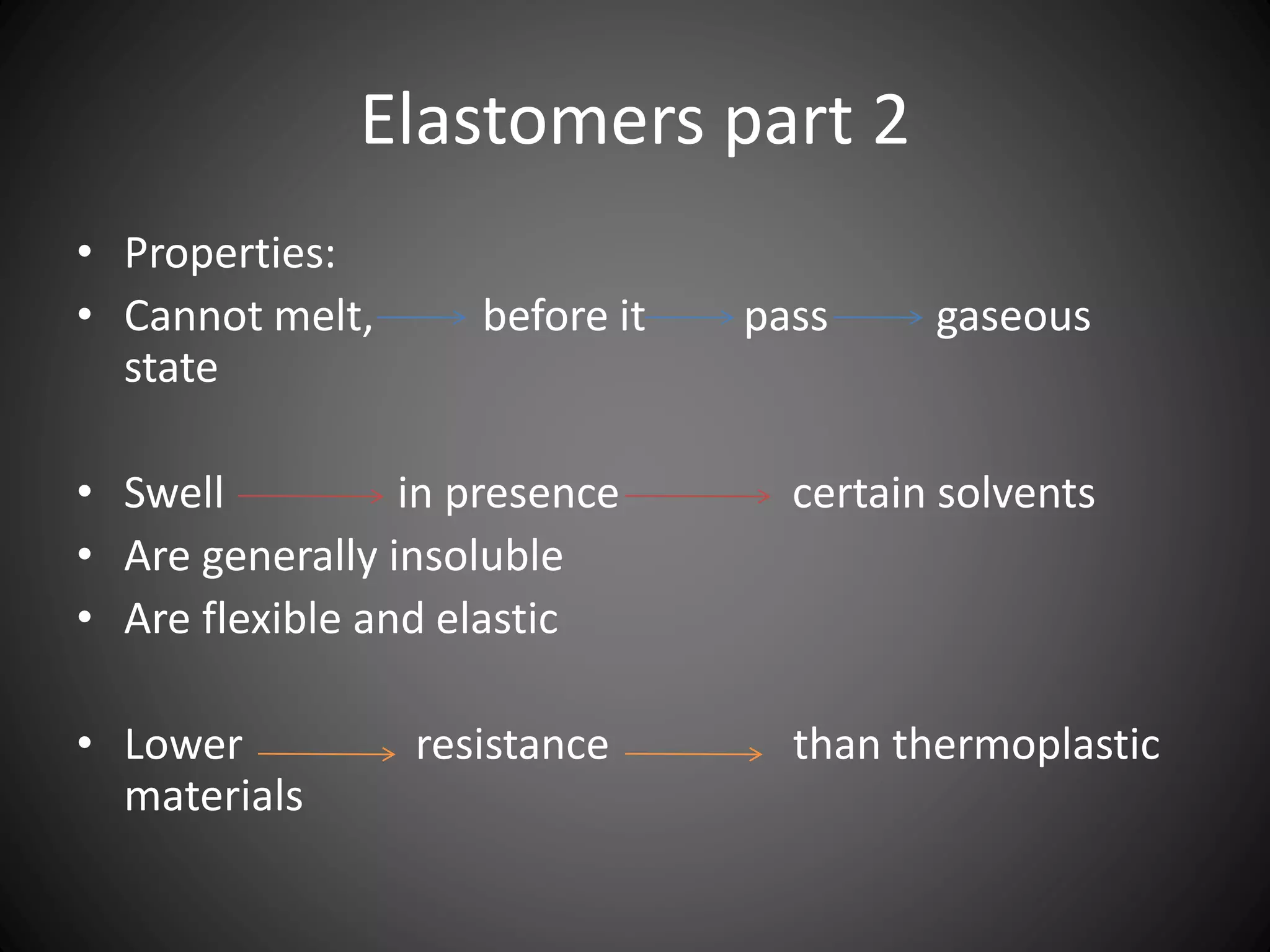 Thermosetting, thermoplastics and elastomers | PPTX