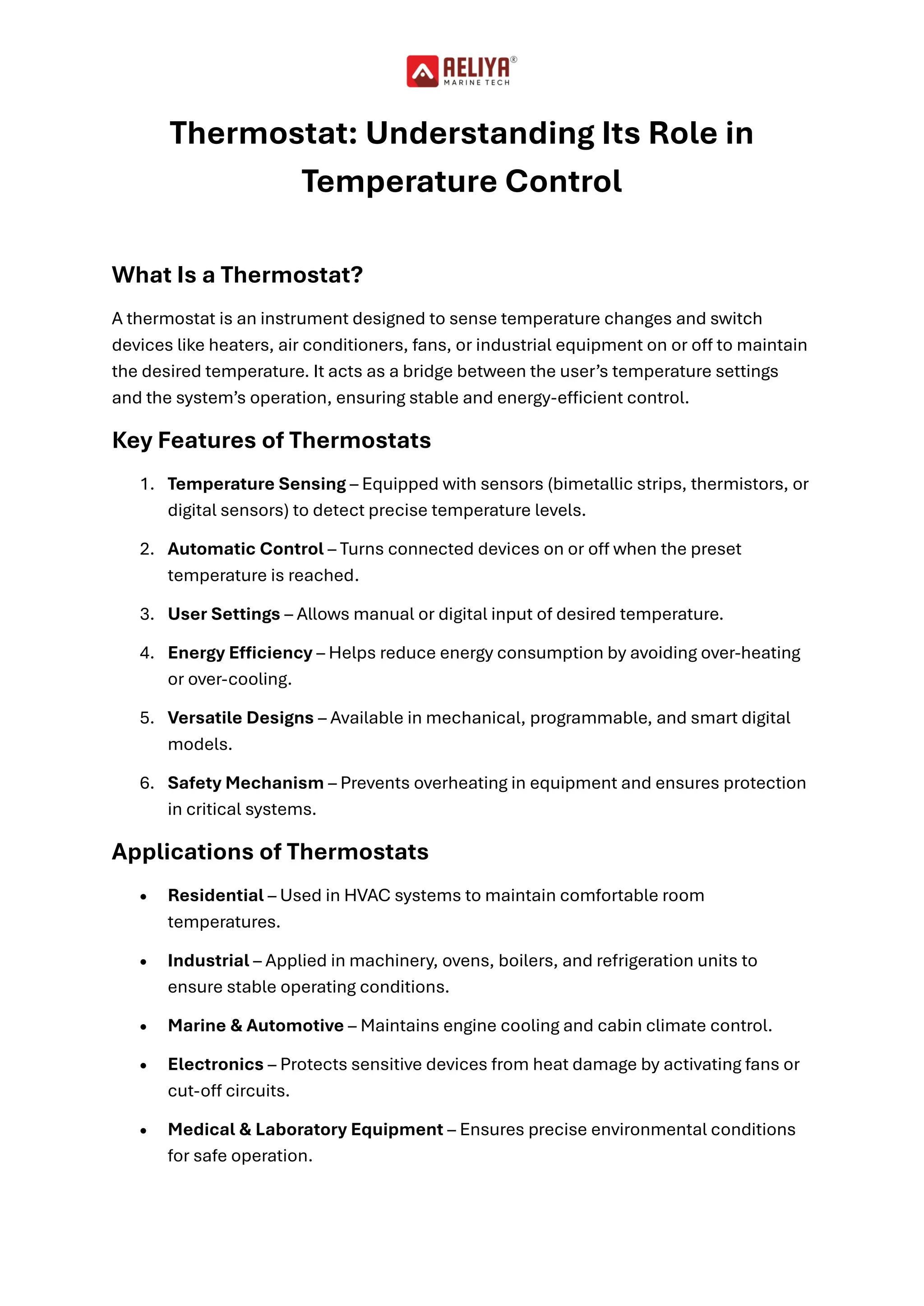 Thermostat: Understanding Its Role in Temperature Control | PDF