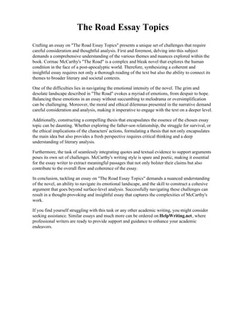 The Road Essay Topics | PDF